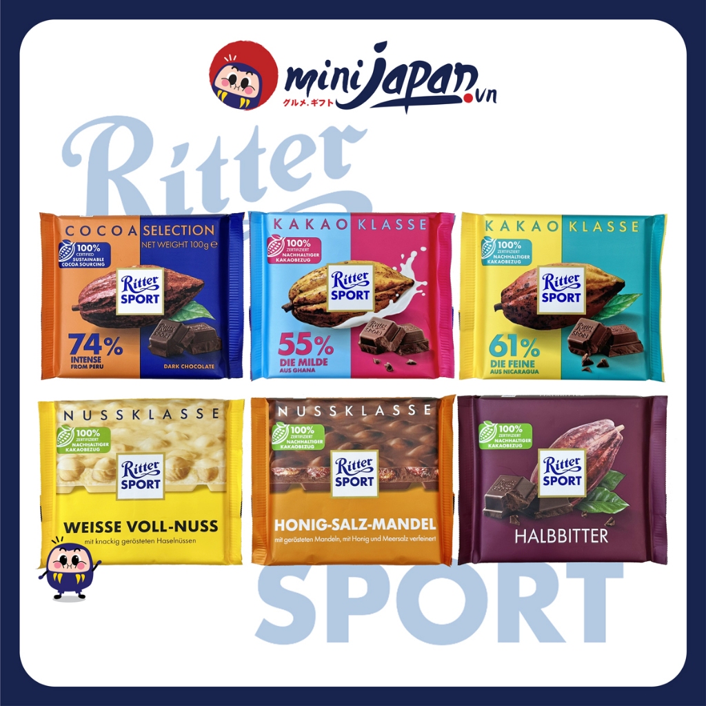 Socola Ritter Sport thanh 100gr đủ vị - Socola Đức | Shopee Việt Nam