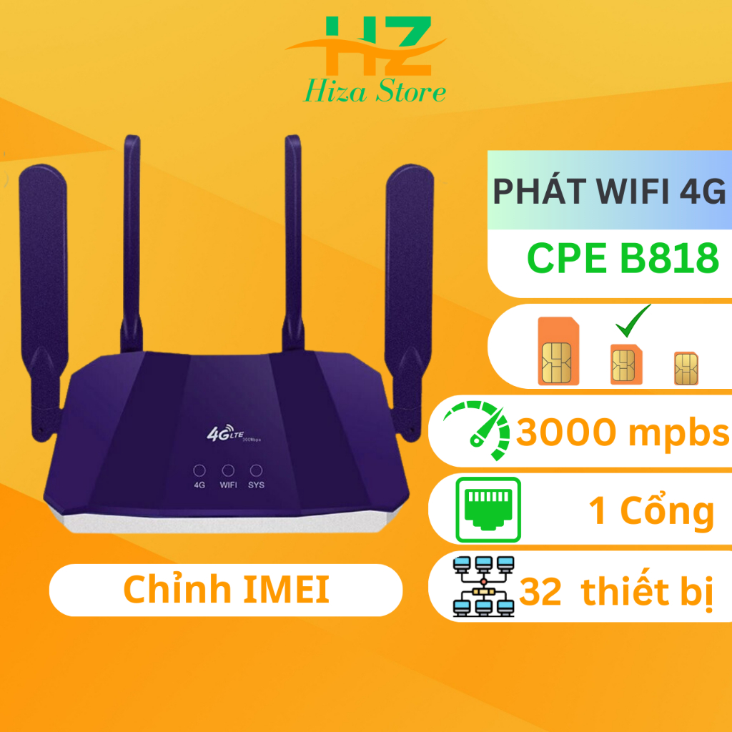 Bộ phát wifi 4G LTE CPE B818 và B618 phát wifi từ sim 4G tốc độ cao 300 ...