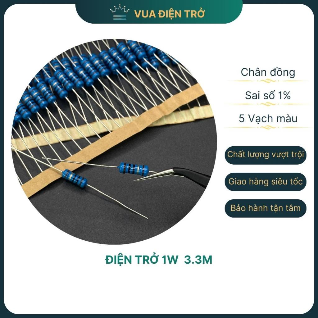 Điện trở 1W 3.3M 1% chân đồng chất lượng tốt ( túi 10 con) vua điện trở ...