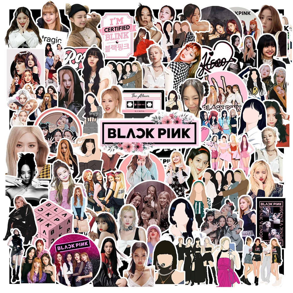 Set 100 Sticker Kpop Girl Group Blackpink Lisa Graffiti Không Thấm Nước Dùng Dán Cho Mũ Bảo