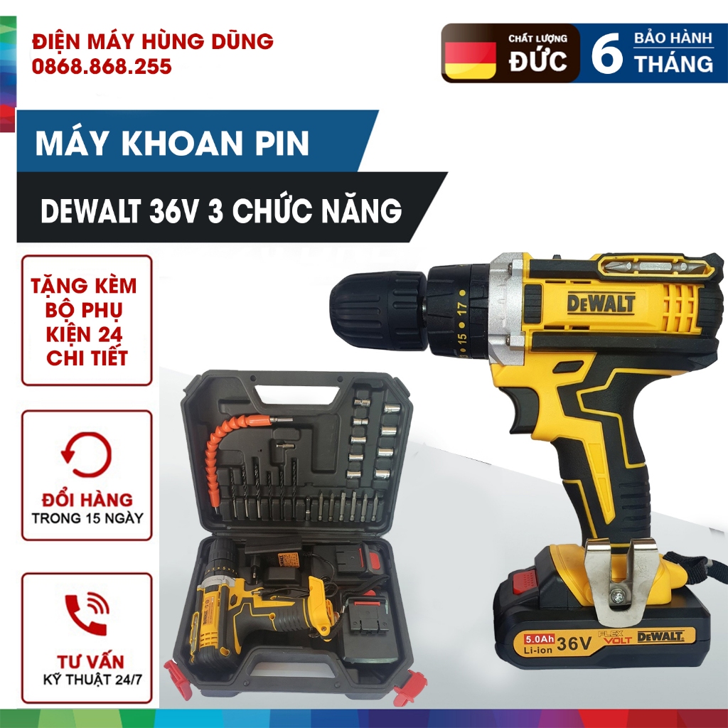 Máy khoan pin Makita, máy bắn vít makita 36V 3 chức năng khoan sắt khoan gỗ, Tặng kèm phụ kiện ...