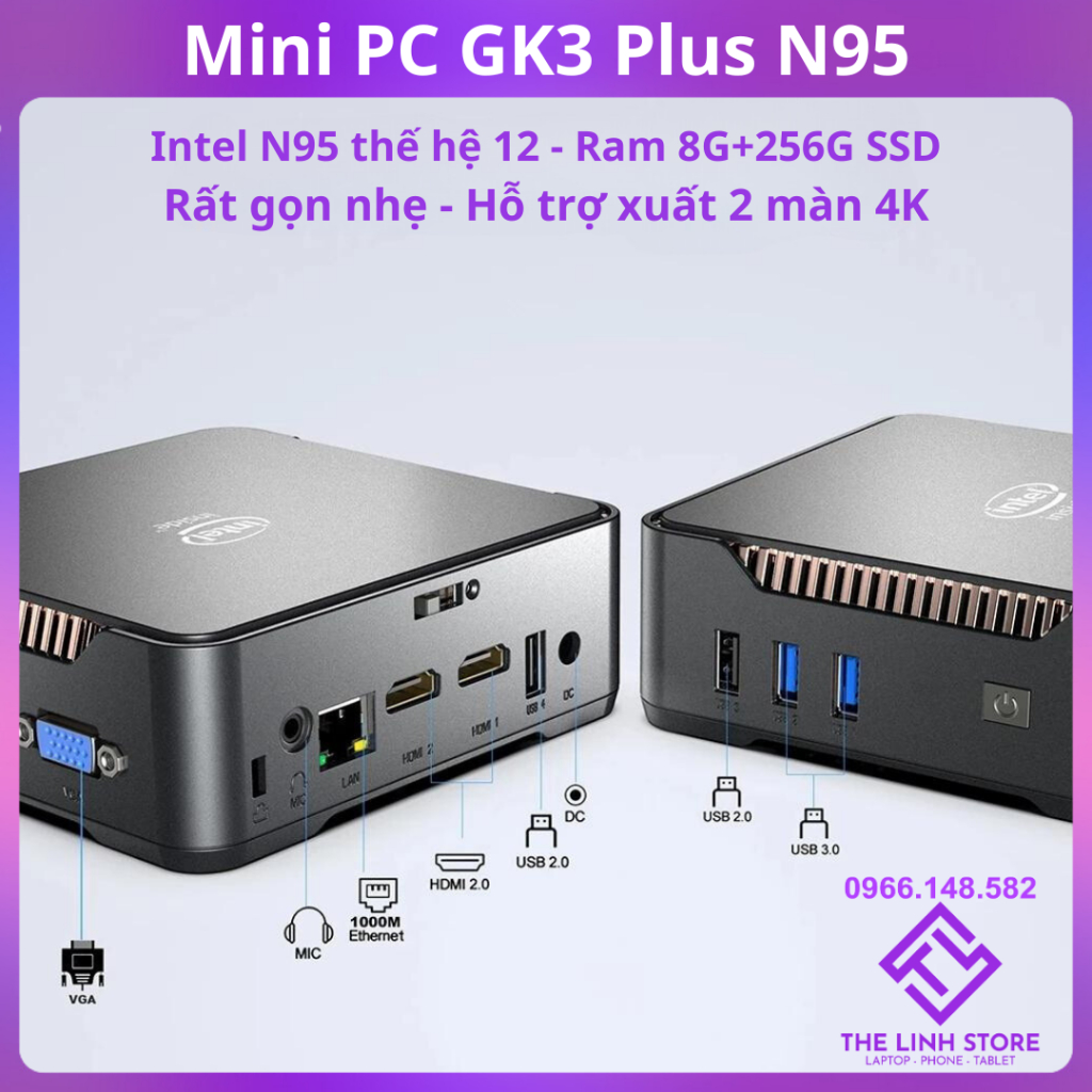 Máy tính Mini PC Intel NUC GK3 Plus mới FullBox - intel N95 thế hệ 12 ...