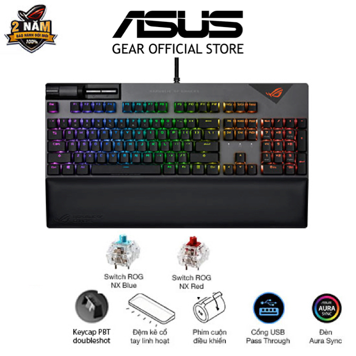 Bàn phím cơ game ASUS STRIX FLARE II, ROG NX Switch, keycap nhựa PBT ...