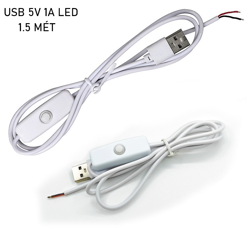 Dây nguồn USB có công tắc, 5v, 2 lõi, dài 1.5m dành cho đèn led ...