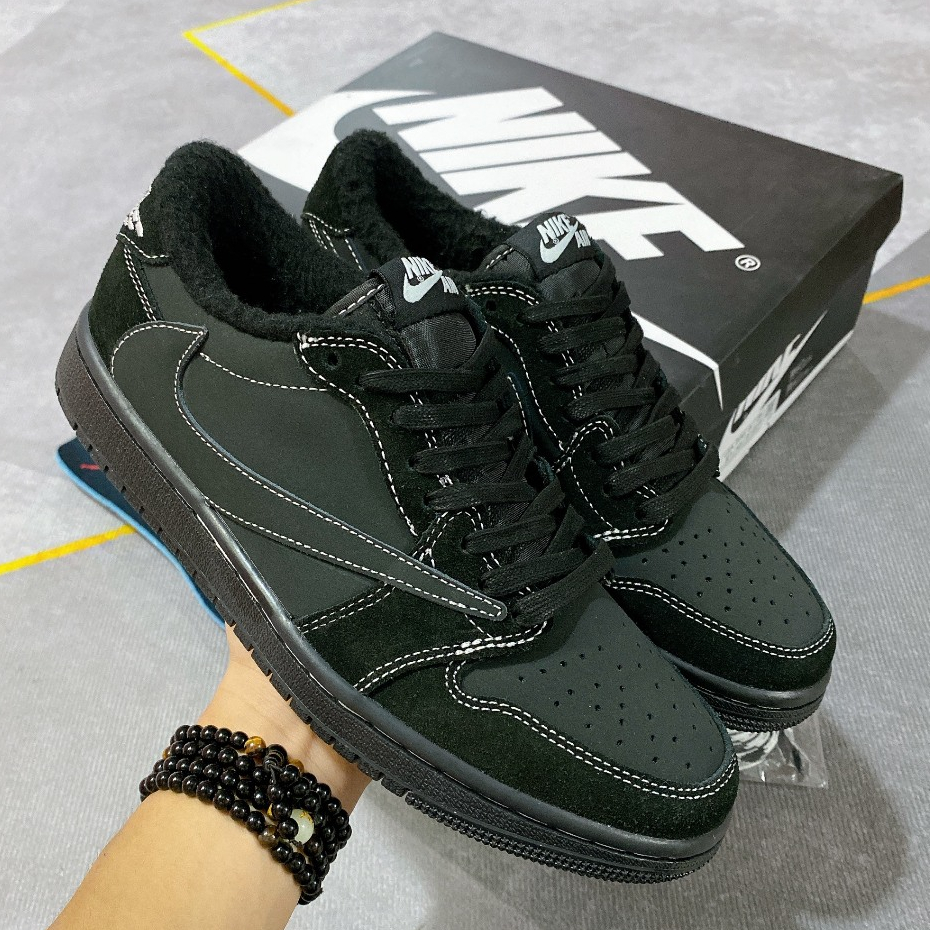 Giày thể thao Jordan 1 Low 'Travis Scott Full Black', giày nam nữ JD cổ ...