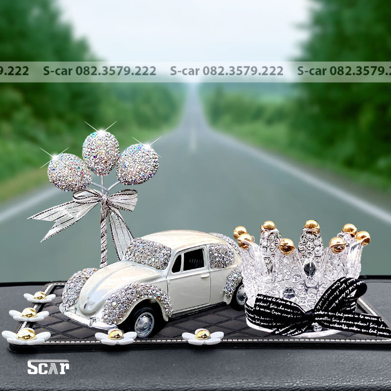 Trang trí taplo xe Vương miện pha lê tinh dầu thơm và mô hình xe ô tô ...