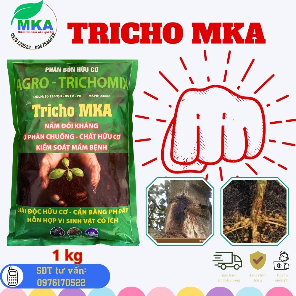 TRICHO MKA (trichoderma) gói 1kg, Nấm đối kháng Trichoderma, Ủ phân cây ...