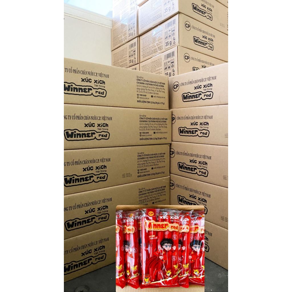 XÚC XÍCH TIỆT TRÙNG CP HEO WINNER RED THÙNG 3,5KG | Shopee Việt Nam