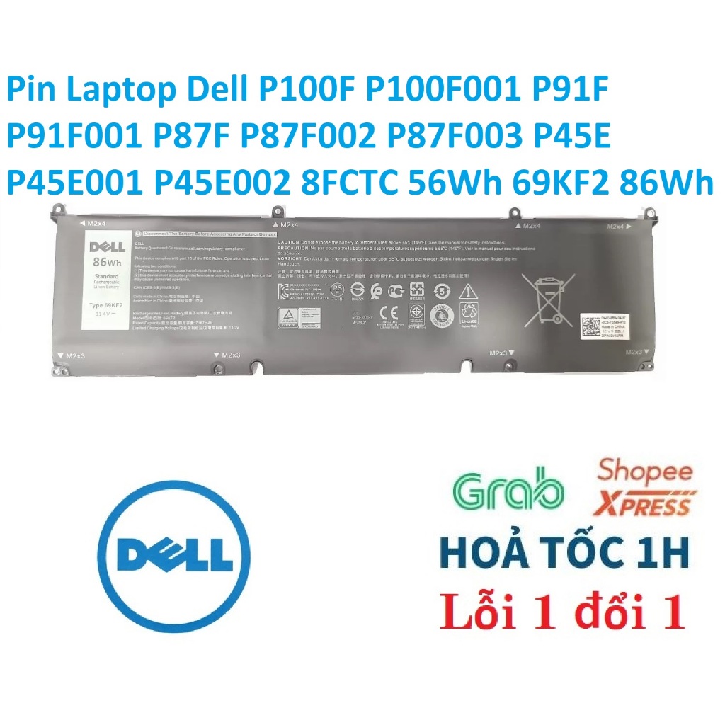 ⚡️ Pin Laptop Dell P100F P100F001 P91F P91F001 P87F P87F002 P87F003 ...