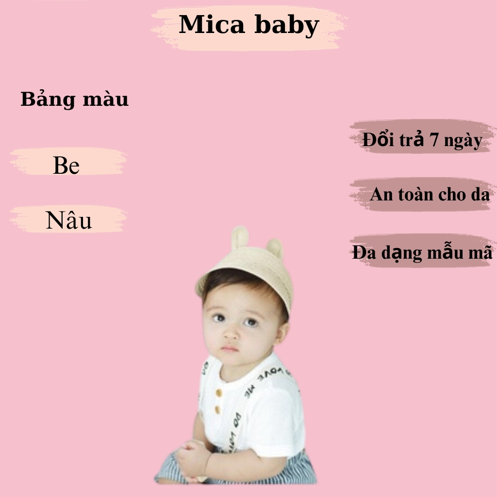 Mũ cói nửa đầu gắn tai thỏ dễ thương cho bé Mica Baby MH111 | Shopee ...
