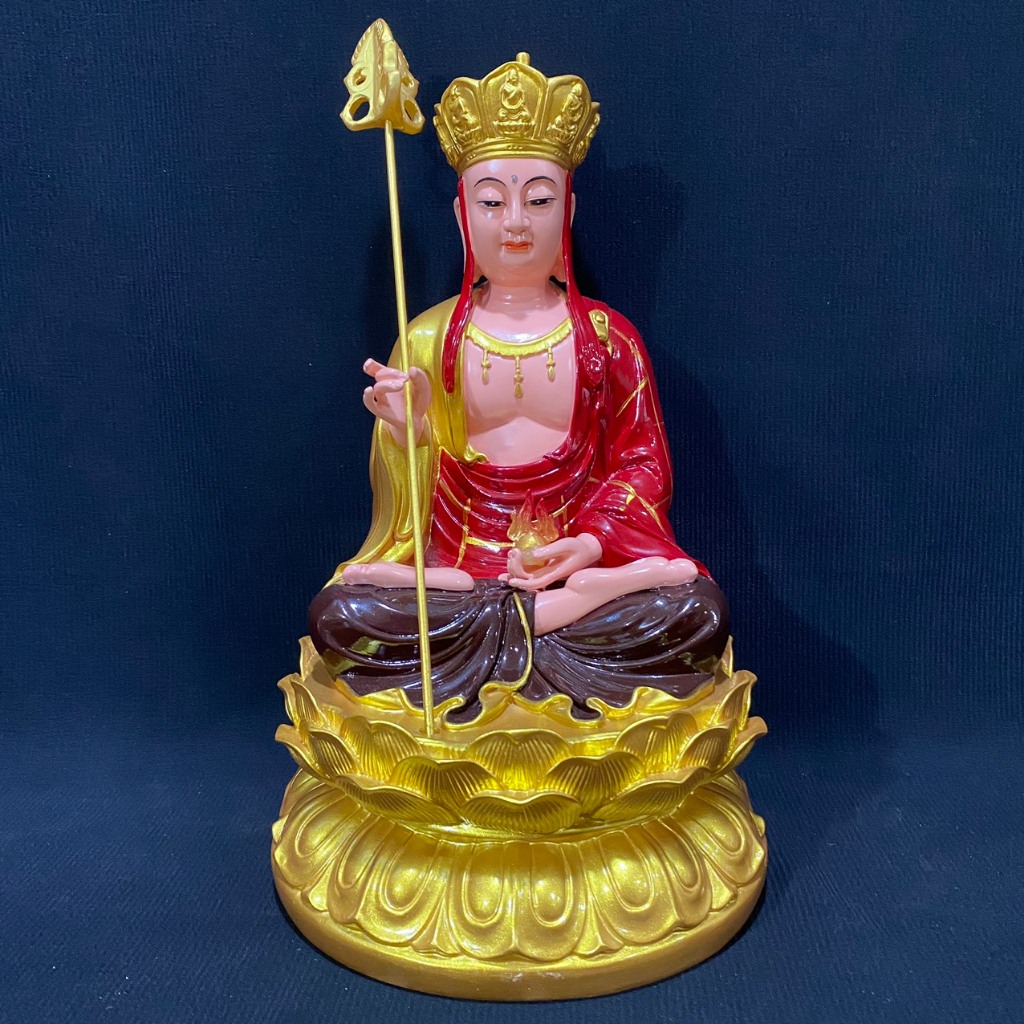 Tượng Địa Tạng Vương Bồ Tát Ngồi Toà Sen Vàng Cao 30cm Composite ...