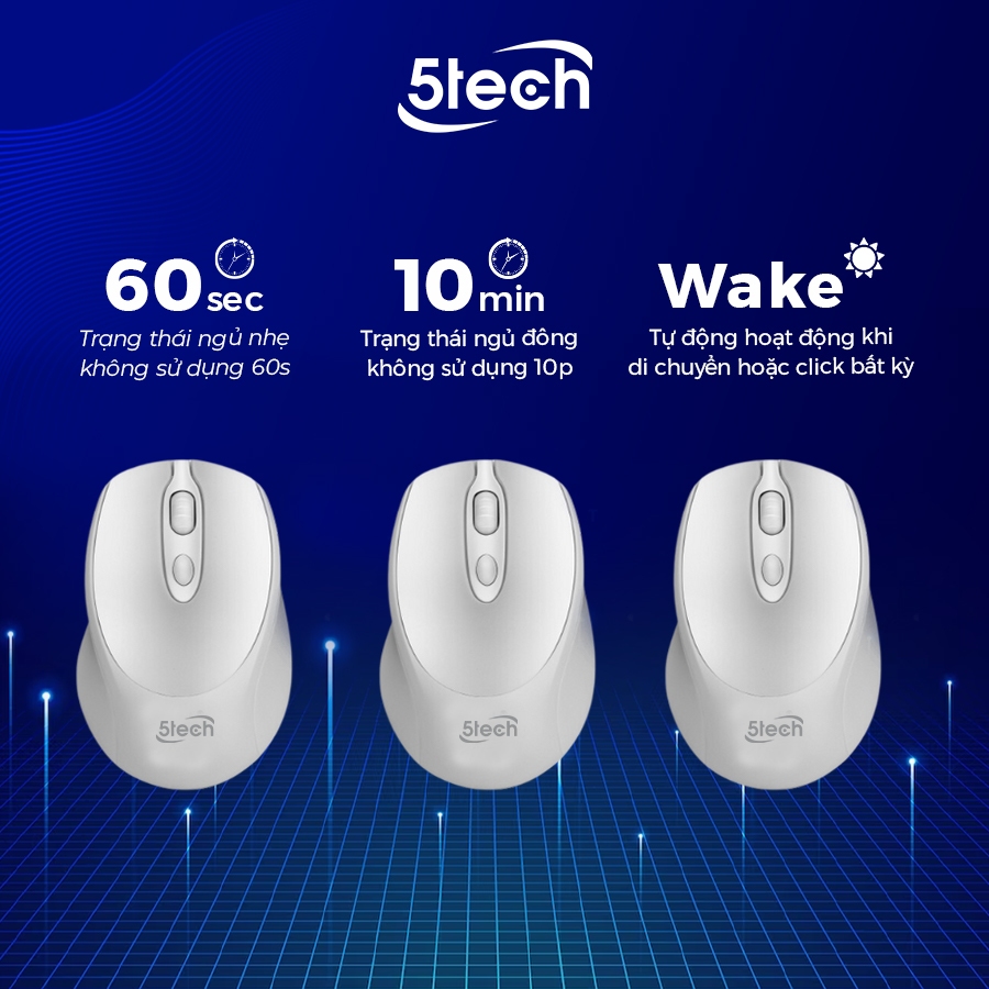 Chuột không dây 5TECH cho máy tính gaming sạc pin, siêu nhạy cho laptop, chất liệu nhựa ABS cao ...