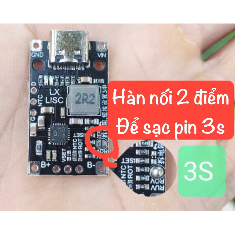 Mạch sạc pin lithium 2S 3S Tăng Áp Pin Lithium Type-C USB 2s / 3S BMS ...