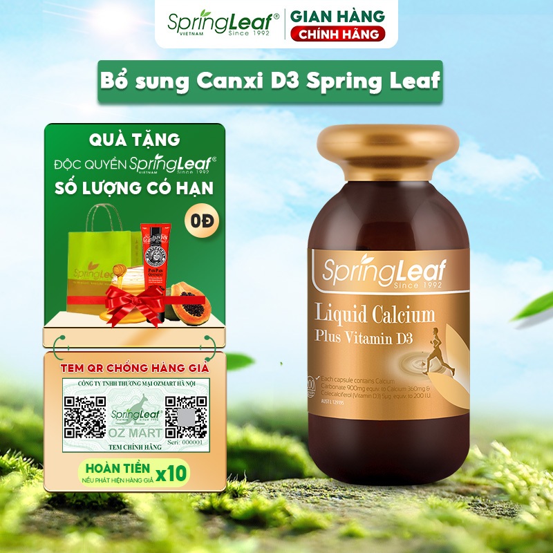 Bổ sung canxi vitamin D3 Liquid Calcium Plus Vitamin D3 Spring Leaf tăng cường sức khỏe xương và ...