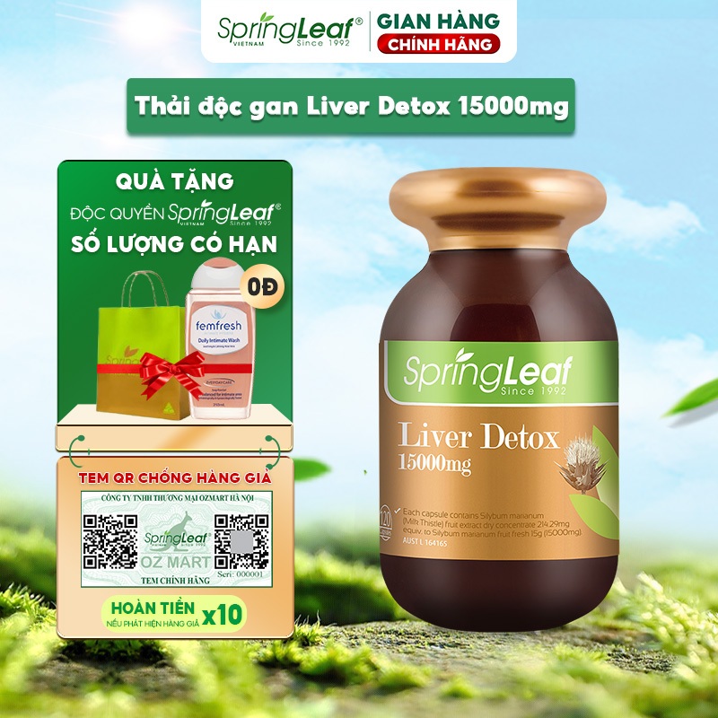 Thải độc gan Liver Detox 15000mg Spring Leaf hỗ trợ quá trình dọn sạch ...