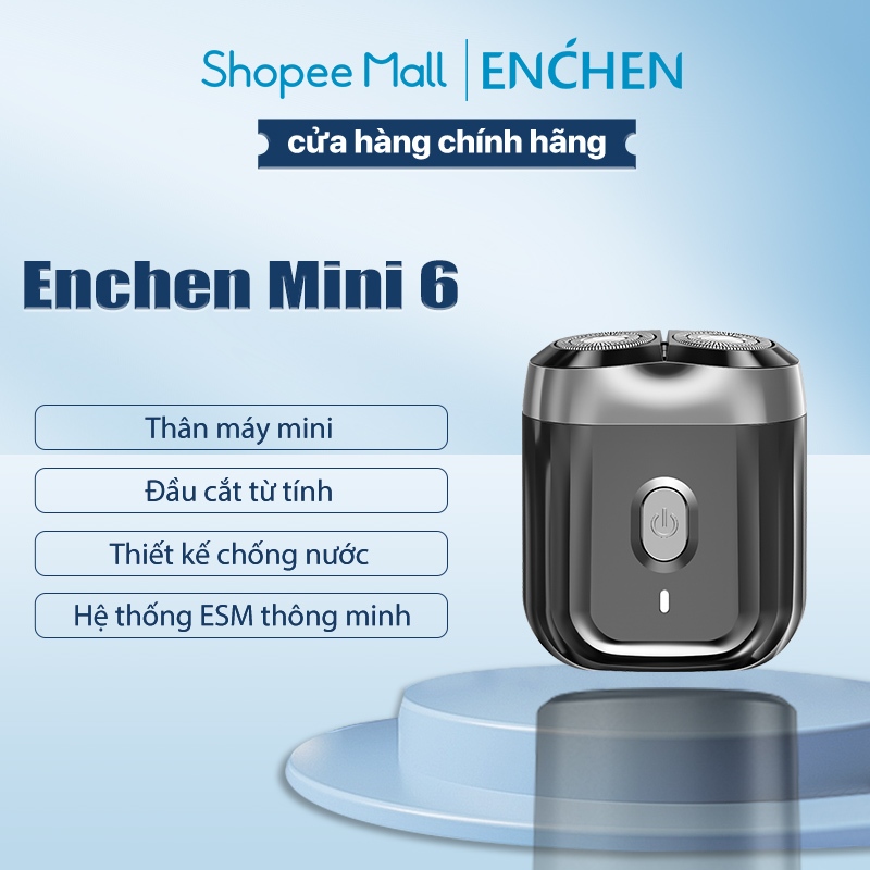 Máy cạo râu Enchen Mini 6 lưỡi dao kép mỏng, chống nước IPX7, pin sử ...