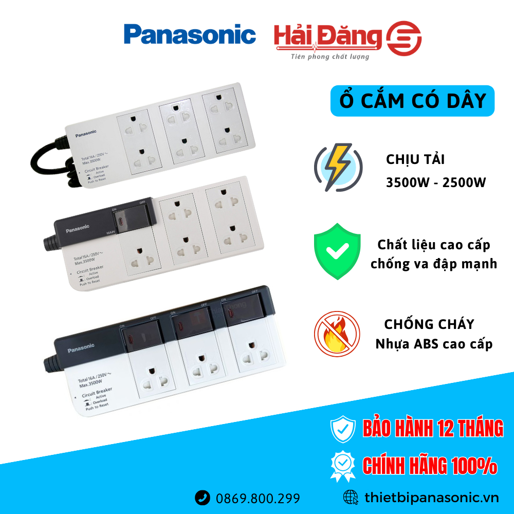 Ổ cắm điện, ổ cắm nối dây Panasonic - Tích hợp CB bảo vệ quá tải - Sản ...