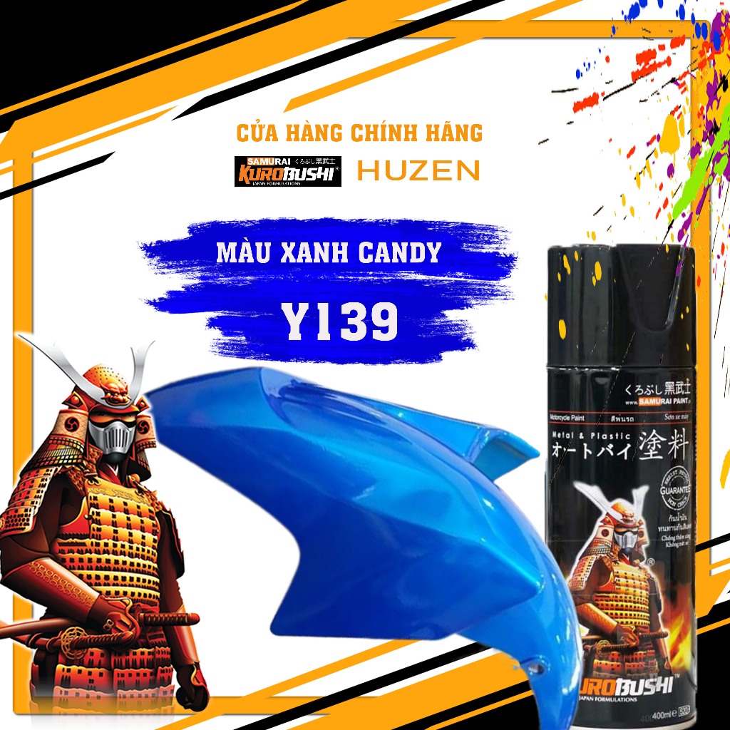 Màu xanh dương candy Y139 SAMURAI cực đẹp chống rạn nứt kháng xăng công ...