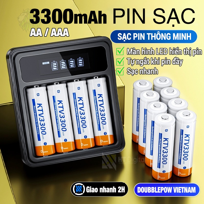 Sạc Pin AA AAA Doublepow UKL575 Cho pin Ni-MH 1.2V, dùng cho Micro, Loa ...