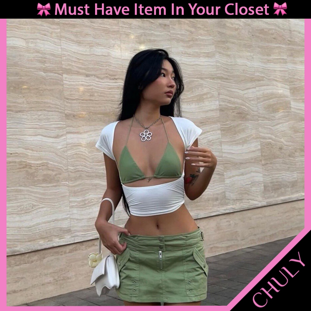 Áo Croptop Ôm Tay Ngắn Hở Lưng Sexy Mặc Được 2 Kiểu - Chuly | Shopee Việt Nam