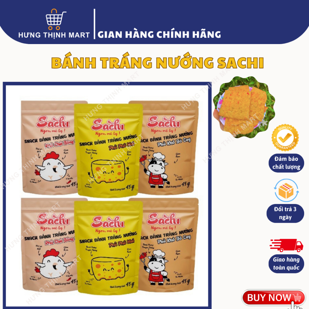 Snack Bánh Tráng Nướng SACHI Phủ Phô Mai/ Chà Bông Gà/ Khô Bò Cay Giòn ...