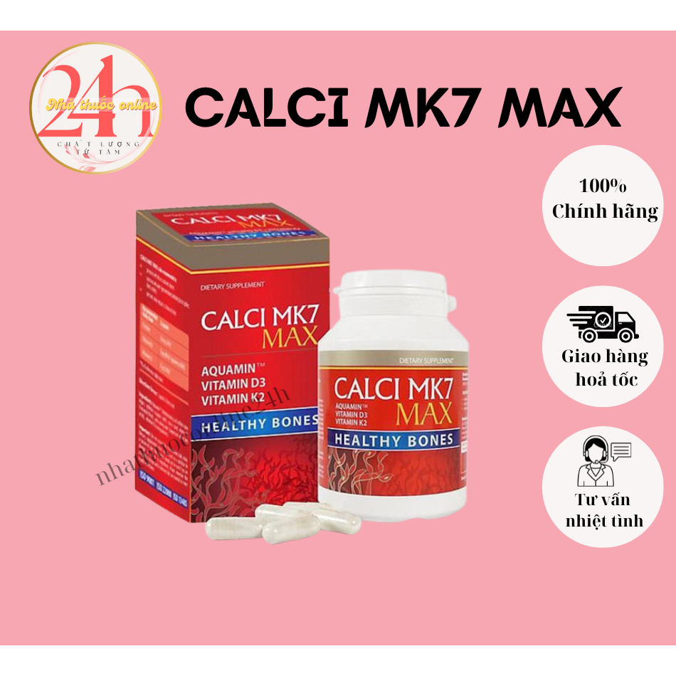 Calci MK7 Max - Viên uống Canxi Mk7 Max, canxi tảo đỏ tự nhiên, vitamin D3 K2 MK7, giúp bé phát ...