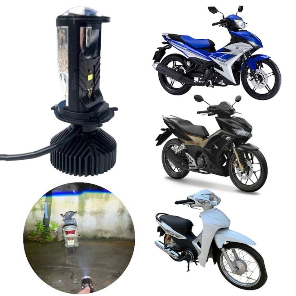 Đèn Led Pha T9 Bi Cầu Mini 40W Chân H4 Lắp Các Dòng Xe Wave-Exciter-Winner-Ô Tô... Bảo Hành 1 ...