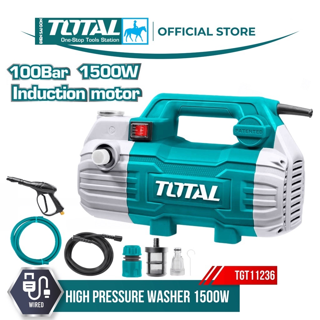 Máy xịt rửa xe 1500W 100Bar Dây đồng Không chổi than Total TGT11236 | Shopee Việt Nam