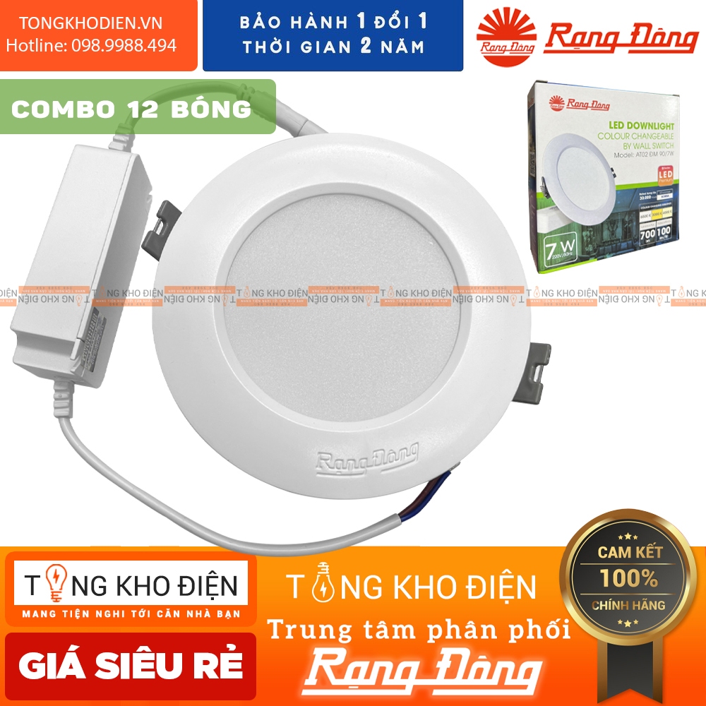 [COMBO 12 bóng] Đèn LED downlight âm trần đổi màu 7W khoét lỗ 90mm Rạng Đông [CHÍNH HÃNG ...