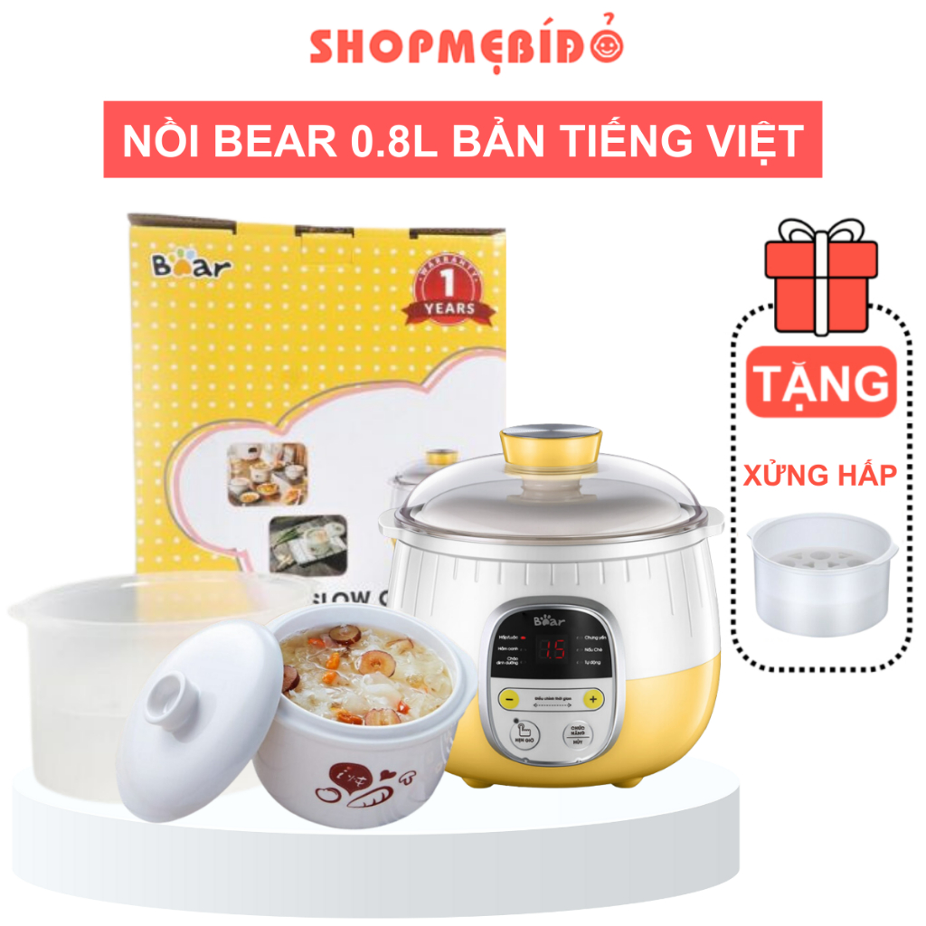 Nồi Nấu Chậm Bear 0,8L Bản Tiếng Việt Chính Hãng Nấu Cháo Hấp Chưng Yến ...