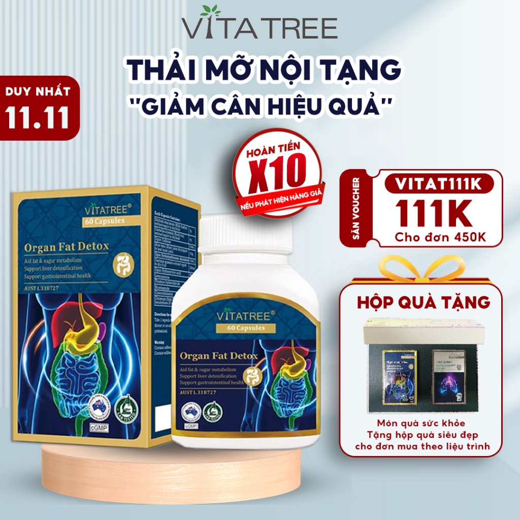 Thải mỡ nội tạng Vitatree Organ Fat Detox 60 viên Úc - Viên uống hỡ trợ ...