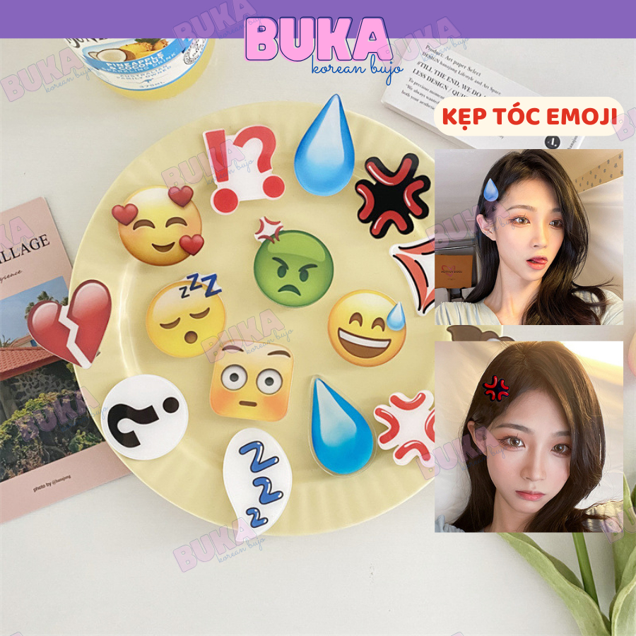 Kẹp Tóc dễ thương Emoji Buka hoạt hình vui nhộn nhựa Acylic Hàn quốc ...