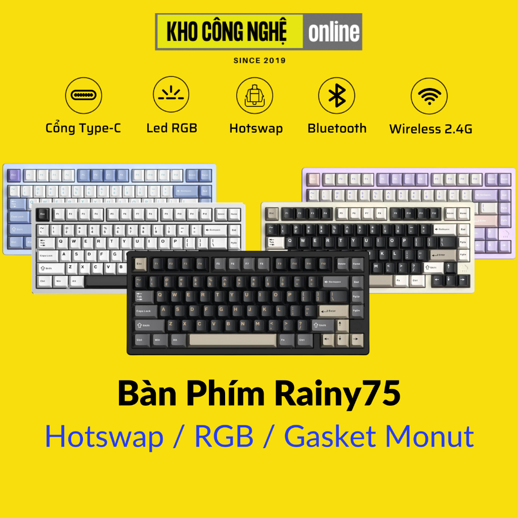 RAINY75 – Bàn phím cơ RAINY75 Kết Nối 3 Mode, Full Nhôm, Led RGB | Shopee Việt Nam