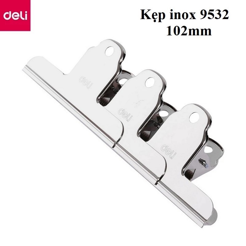Kẹp inox Deli 9531 / 9532 / 9533 - Kẹp giấy kẹp tài liệu inox cỡ 76mm ...