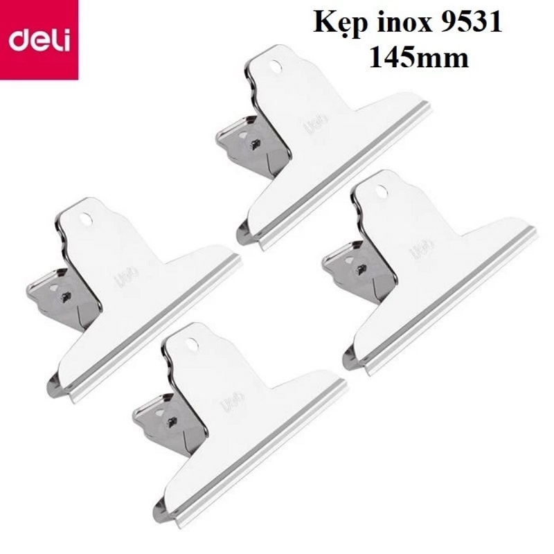 Kẹp inox Deli 9531 / 9532 / 9533 - Kẹp giấy kẹp tài liệu inox cỡ 76mm ...