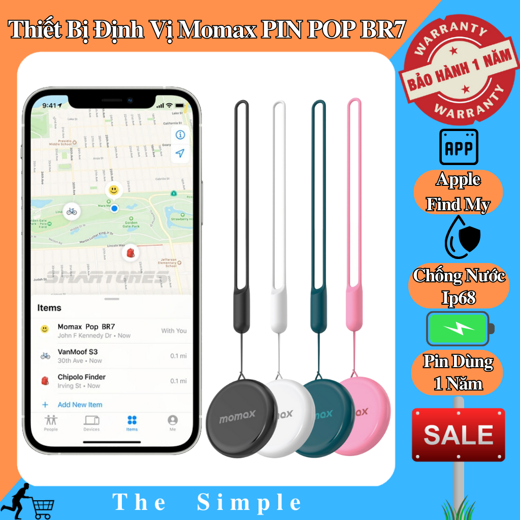 Thiết Bị Định Vị Momax PINPOP BR7, Siêu Bền, Pin Dùng Được 1 Năm, Chống Nước Ip68, Không Giới ...