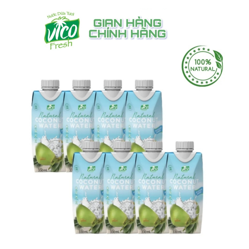 Combo 8 Hộp Nước Dừa Tươi Vico Fresh 330ml (nguyên chất không đường ...