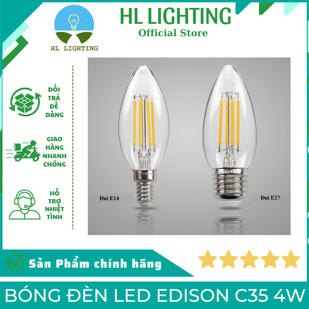 Bóng Đèn Led Edison C35 4W Hình Quả Nhót Đui E27 HL Lighting - Đèn ...