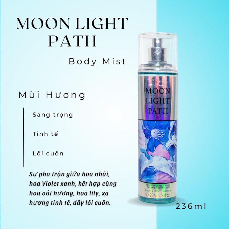 Xịt body mist Bath and Body Works Moonlight Path 236ml | Shopee Việt Nam