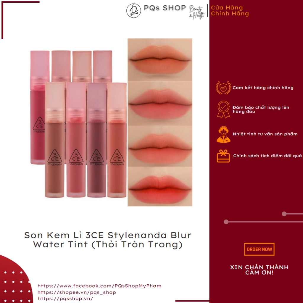 Son Kem Lì 3CE Stylenanda Blur Water Tint (Thỏi Tròn Trong) | Shopee ...