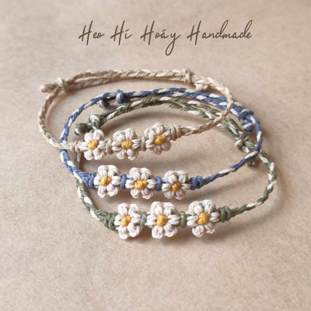 Vòng tay handmade đan hoa cúc daisy Heo Hí Hoáy | Shopee Việt Nam