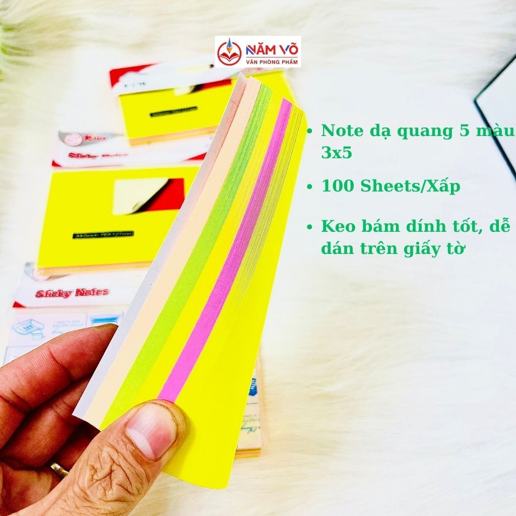 [DẠ QUANG 3x5] LỐC 12 Xấp 100 Tờ Giấy Note / Giấy Ghi Nhớ / Giấy Ghi ...