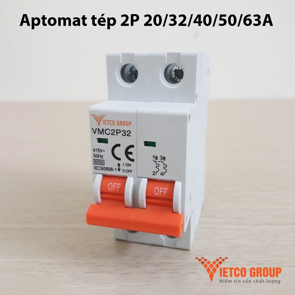Aptomat MCP 2P, Aptomat tép MCP 2P 20/32/40/50/63A, Cầu dao tự động ...