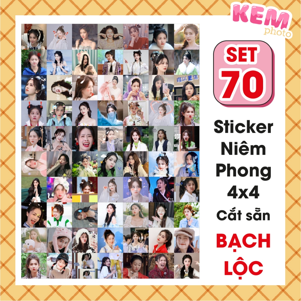 SET 70 sticker niêm phong BẠCH LỘC - Đã cắt rời - Tem dán 4x4cm in hình ...