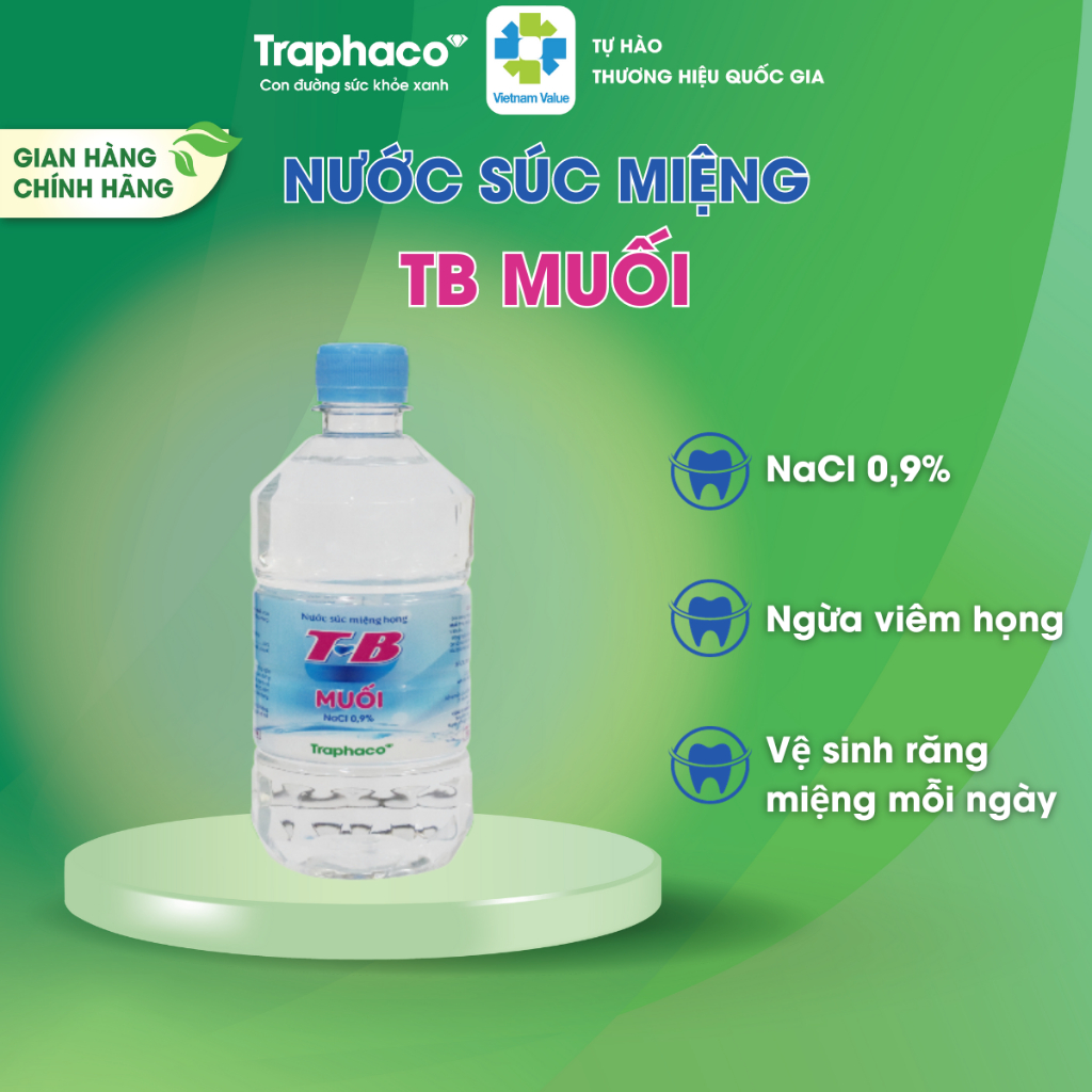 Combo 10 Chai Nước Súc Miệng T-B Muối Natri Clorid 0.9% Traphaco Vệ ...
