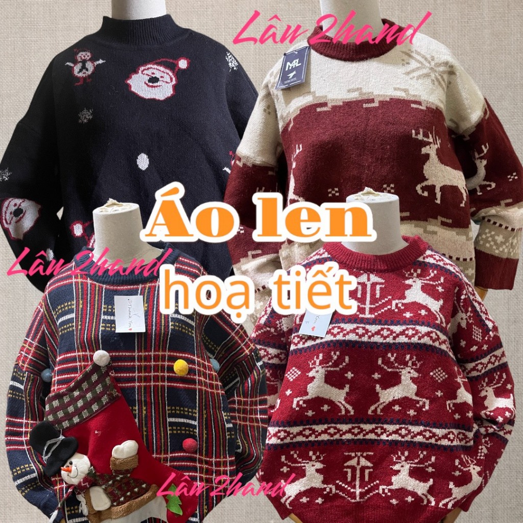 ( 2hand được lựa mẫu ) Áo len 2hand họa tiết, áo len noel, áo len kẻ ...