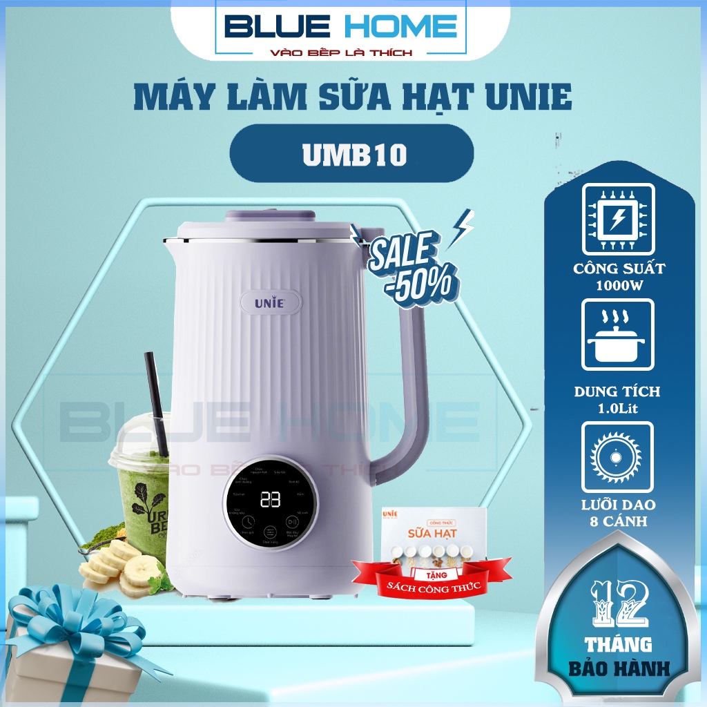 Máy Làm Sữa Hạt Unie UMB10, 1.0Lit - 1000W, Tạm Dừng Khi Nấu, Lưỡi Dao 8 Cánh, Hàng Chính Hãng ...