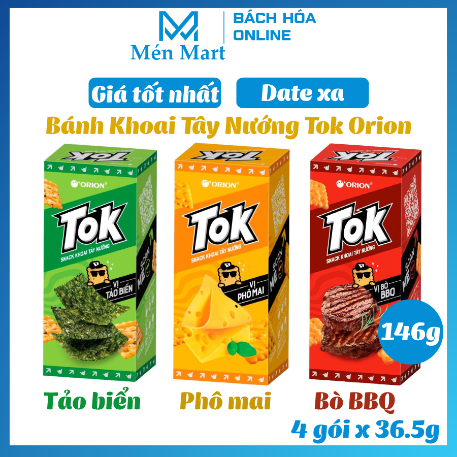 Bánh Khoai Tây Nướng Tok Orion vị Tảo Biển/ Bò/ Phô Mai hộp giấy 146g ...