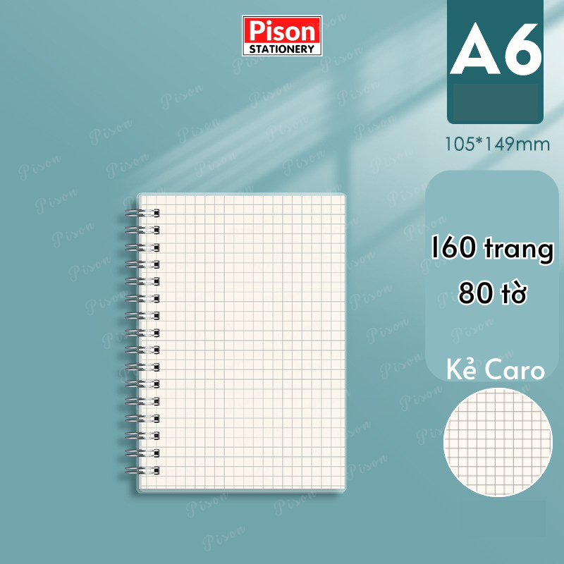 Sổ lò xo basic A6 A5 B5 A4 160 trang kẻ caro kẻ ngang vở tập bullet ...