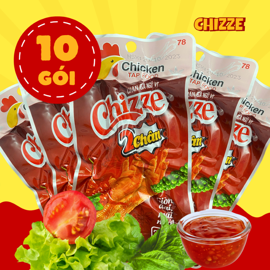 [Combo 10] Chân Gà Đôi Chizze 78g 2 chân/gói Dai Giòn Thơm Cay Vị Tứ ...